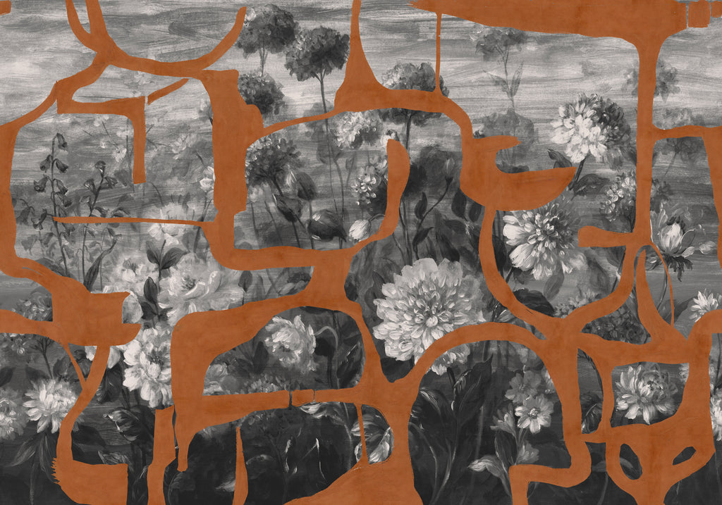 Prehistoric Flowers Tobacco by Tres Tintas | Designer Wallpaper Mural ...