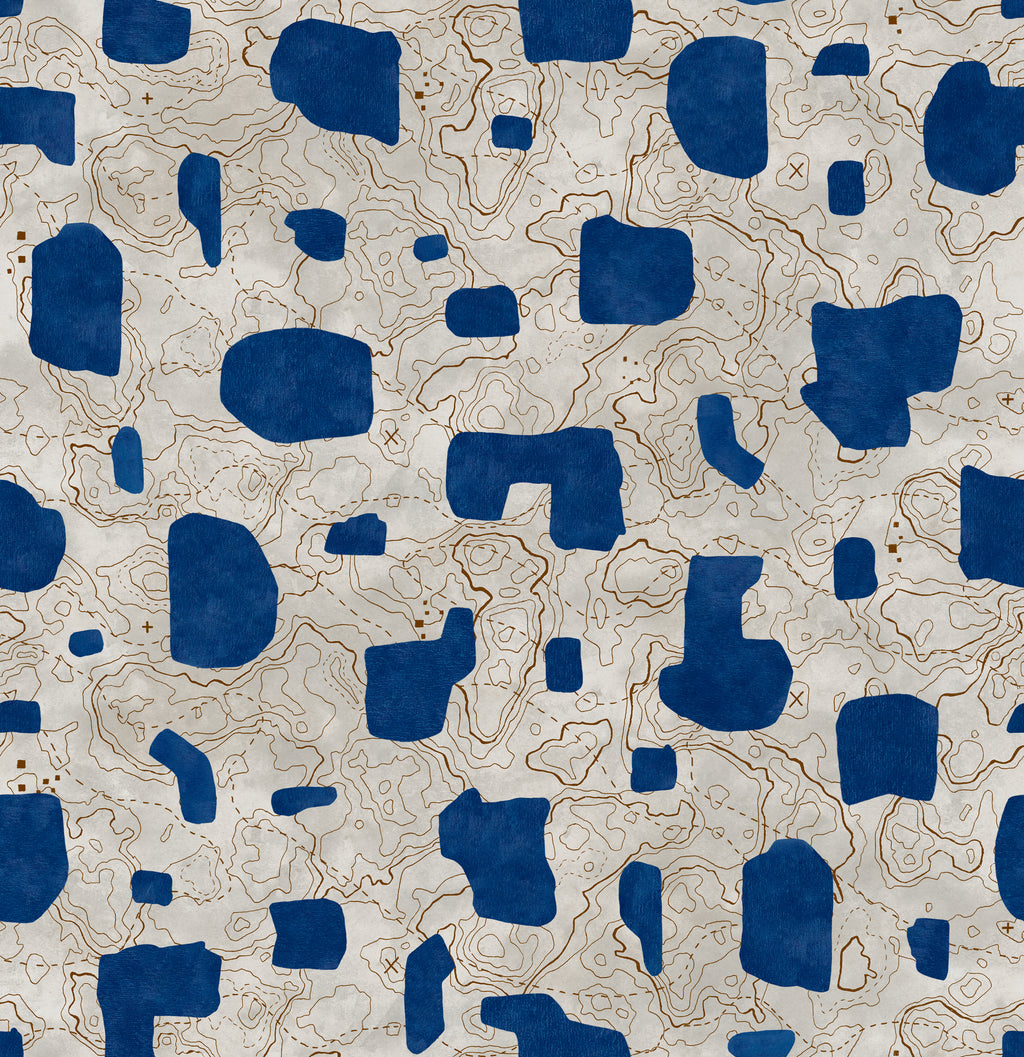 Map Xylography Blue – NewWall Inc.